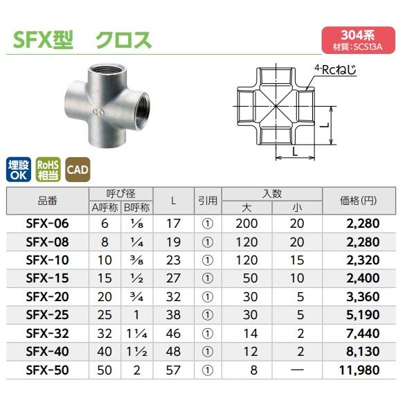 1”1/2(40A) ステンレスねじ込み継手 クロス SFX-40 SUS304 オンダ製作所 : ステンレス継手.com - 通販 - Yahoo!ショッピング