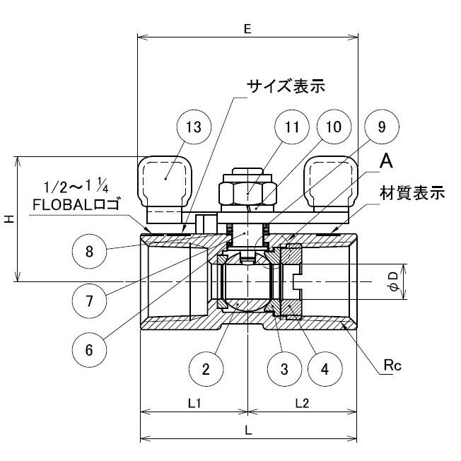 フローバル 3/4(20A) ステンレス レデュースドボールバルブ ねじ込み SCS13A(SUS304相当) V03W-304-06 : ステンレス継手.com - 通販 - Yahoo ...