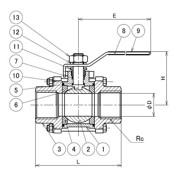 2"(50A) ステンレス 3ピースフルボアボールバルブ ねじ込み SCS14A(SUS316相当) V05-16 :V05-16:ステンレス継手.com - 通販 - Yahoo!ショッピング
