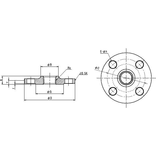 フローバル（FLOBAL） 1"(25A)×5K ステンレス ねじ込みフランジ RFタイプ JIS5K V5TF-08 : ステンレス継手 ...