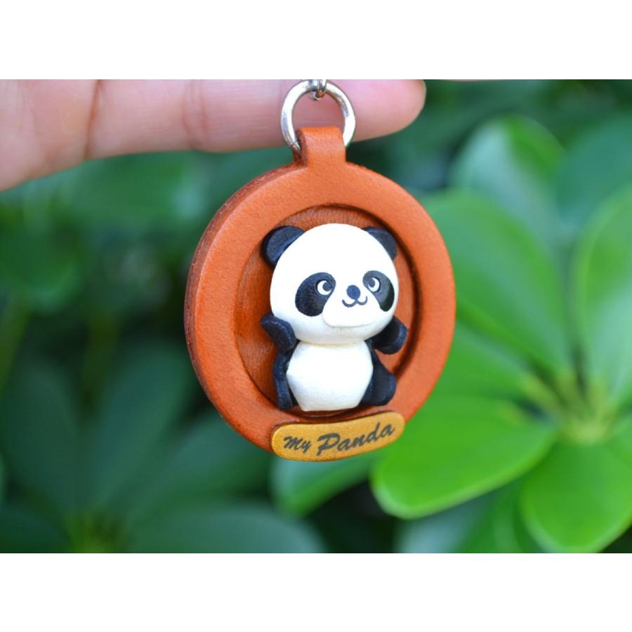 本革製プレート動物キーホルダー パンダ バンカクラフト 革物語 VANCA CRAFT レザー 手作り 雑貨 革小物 アニマル グッズ ...