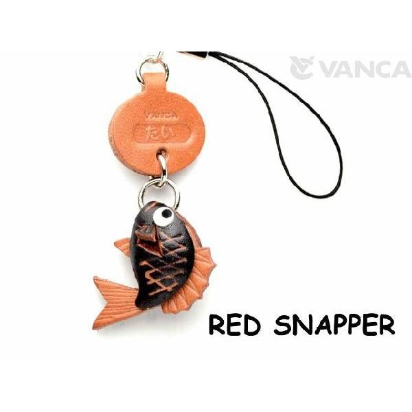 本革携帯 魚ストラップ タイ バンカクラフト 革物語 VANCA CRAFT レザー 手作り グッズ 雑貨 革小物 動物 魚 縁起物 たい 鯛 ...