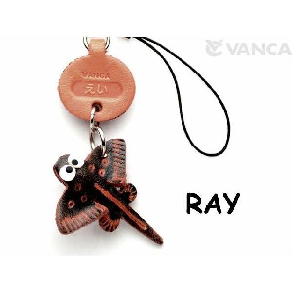 本革携帯 魚ストラップ エイ バンカクラフト 革物語 VANCA CRAFT レザー 手作り グッズ 雑貨 革小物 動物 魚 えい 名入れ可 ...