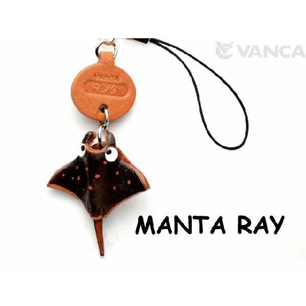 本革携帯 魚ストラップ マンタ バンカクラフト 革物語 VANCA CRAFT レザー 手作り グッズ 雑貨 革小物 動物 魚 ダイビング ...