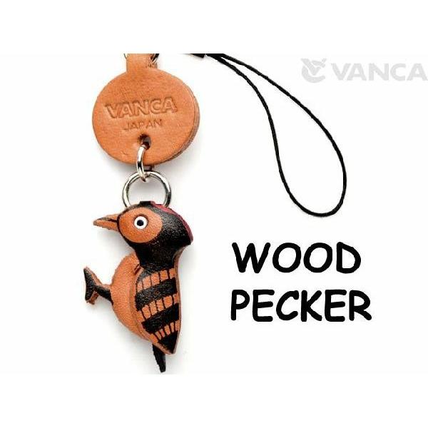本革携帯 動物ストラップ きつつき バンカクラフト 革物語 VANCA CRAFT レザー 手作り グッズ 雑貨 革小物 鳥 アニマル 名入れ ...