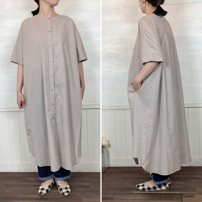 kermu ケルム コットンリネンサイド切り替えロングシャツ ベージュ/ブルーストライプ M :kermu-10551:Vanillaオンラインストア - 通販 - Yahoo!ショッピング