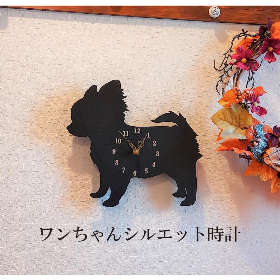 ワンちゃんシルエット時計 チワワ黒 静音壁掛け時計 おしゃれ 職人が作る日本製 プレゼント 贈り物 : VANIVOヤフー店 - 通販 - Yahoo!ショッピング