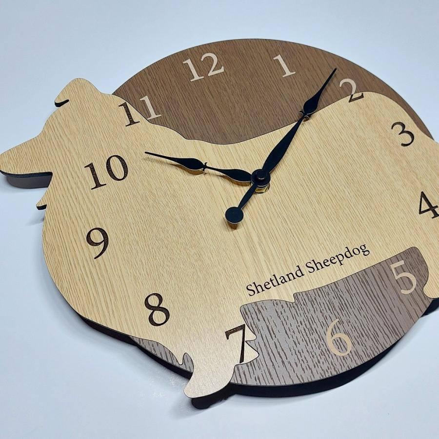 はみだしワンちゃん壁掛け時計 シェルティ ベージュ 静音壁掛け時計 おしゃれ 職人が作る日本製 プレゼント 贈り物 : VANIVOヤフー店 - 通販 - Yahoo!ショッピング