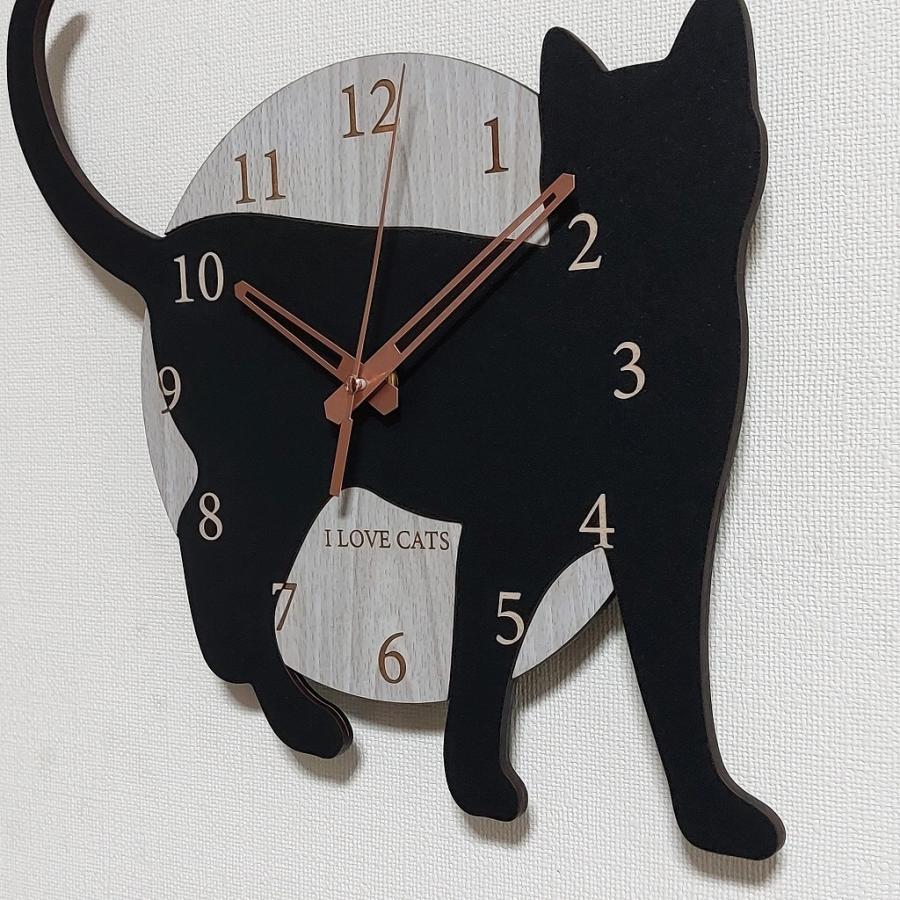 はみだしネコちゃん壁掛け時計 猫(4) 黒 ねこ 静音壁掛け時計 おしゃれ 職人が作る日本製 プレゼント 贈り物 : t-0067 : VANIVOヤフー店 - 通販 - Yahoo!ショッピング
