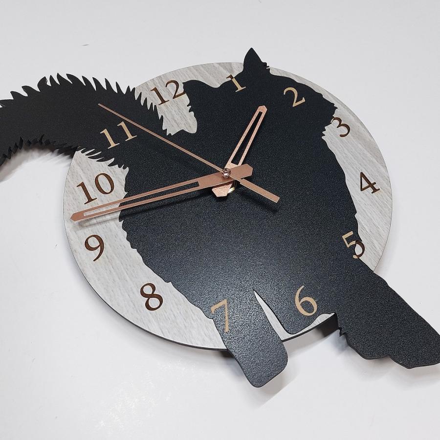 はみだしネコちゃん壁掛け時計 猫 長毛種 黒 ねこ 静音壁掛け時計 おしゃれ 職人が作る日本製 プレゼント 贈り物 : VANIVOヤフー店 - 通販 - Yahoo!ショッピング