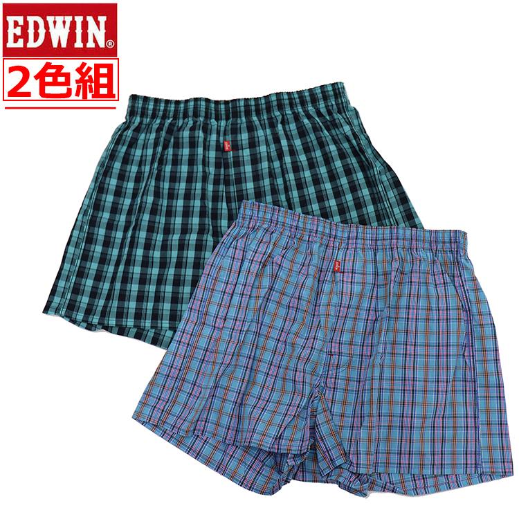 【2色 セット】EDWIN エドウィン トランクス 先染め チェック柄 前あき 綿100 メンズ 2024 春夏 新作 下着 パンツ : edwinche2ps : ステテコ パジャマ ...