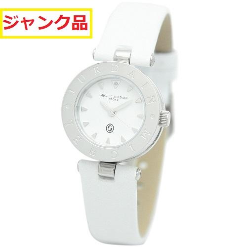 (ジャンク品)腕時計 時計 ミッシェルジョルダン/michel Jurdain スポーツ ダイヤ レザー ホワイト MJ-1500-2 ...