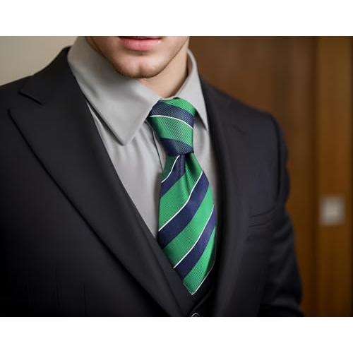 SHLAX&WING ストライプ メンズ ネクタイ 青い グリーン シルク 一般寸法の 147cm : s-b071xx8qrv-20240413 : Vast Forest - 通販 ...
