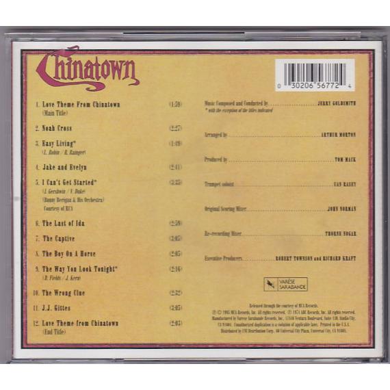 ★CD Chinatown チャイナタウン Soundtrack オリジナルサウンドトラック.サントラ.OST *ジェリー・ゴールドスミス ...