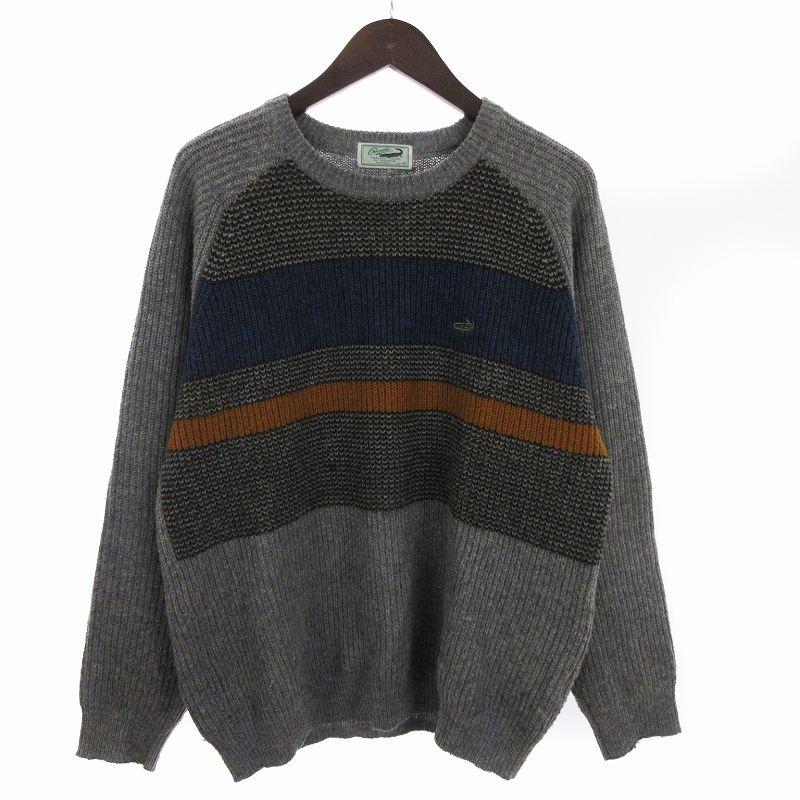 クロコダイル CROCODILE ニット セーター 長袖 クルーネック リブ編み 刺繍 グレー系 L SM1 メンズ : 002-902403050014 : ブランド古着販売のベクトル ...