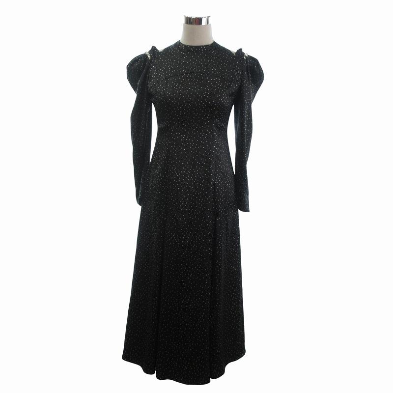 【中古】未使用品 ハーリップトゥ タグ付き Date Night Polka-dot Dress ワンピース 長袖 ロング 1234305153 黒 S 未使用品 ハーリップトゥ タグ付き Date Night Polka-dot Dress