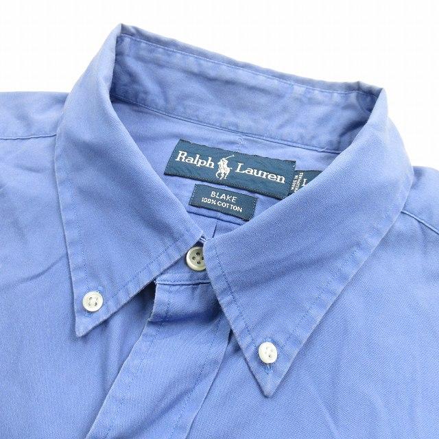 POLO RALPH LAUREN 90s ヴィンテージ ラルフローレン Vintage ボタンダウン シャツ BLAKE コットン 半袖 ワンポイント ポニー刺繍 L 青 : ブランド古着 ...