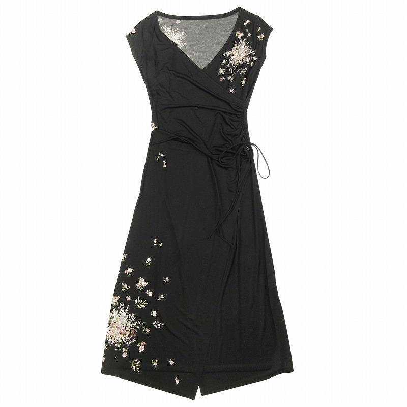 美品 アキアカネ AKIAKANE 花柄 ビーズ ドレス ワンピース マキシ丈 ロング リボン 黒 ブラック レディース/2 : 012-202412190098 : ブランド古着販売の ...