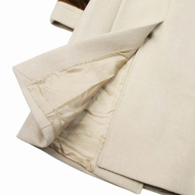 【中古】美品 バリー BALLY ウールメルトン ロングコート ベロアトリム ジャケット ブルゾン アウター I40 ベージュ Bally（バリー） 美品 ウールメルトン ロングコート ベロアトリム