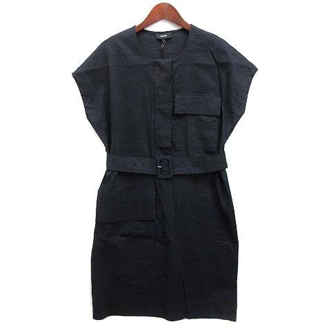 theory 未使用品 セオリー Theory リネン ストレッチ ベルテッド ワンピース ECO CRUNCH WASH CREW UTL ...