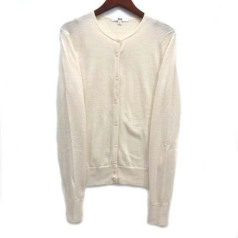 ユニクロ UNIQLO エクストラファインメリノ クルーネック カーディガン 長袖 ウール ニット オフホワイト M 418666 レディース ...