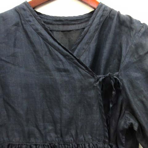 【中古】ネストローブ nest Robe ラミー 墨 インディゴ染め ラバリ ブラウス カシュクール 2025SS ネイビー 紺 F 01251-1134 レディース ネストローブ nest Robe ラミー 墨 インディゴ染め ラバリ ブラウス