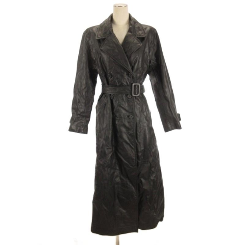 ファンシーウェイ Fancy Way レザー コート ロング ブラック 9AR レディース : ブランド古着販売のベクトル - 通販 - Yahoo!ショッピング