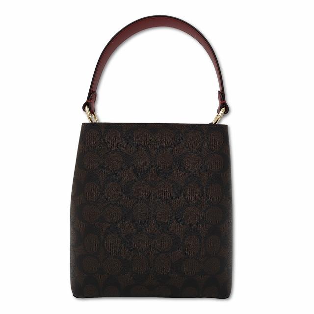 COACH コーチ 2312 シグネチャー キャンバス スモール タウン バケット バッグ BROWN/RED(ブラウン/レッド) レディース ...