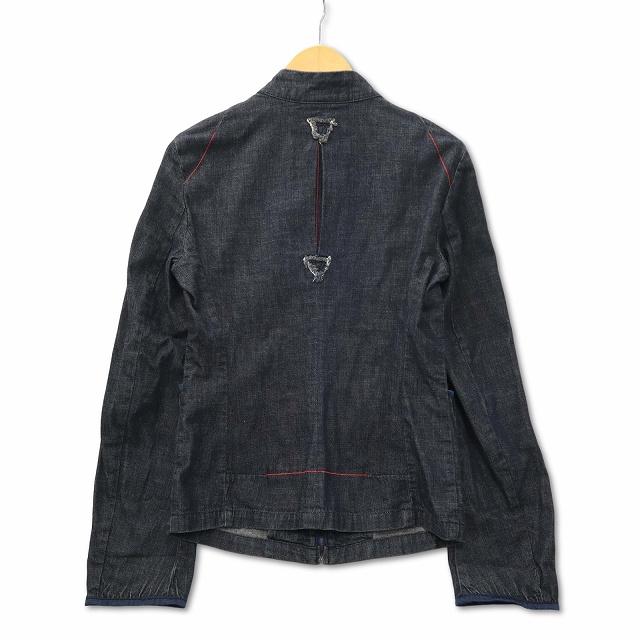 DIESEL ディーゼル INDIGO TECH ライトオンス デニム シングル ライダースジャケット ネイビー S レディース : ブランド ...