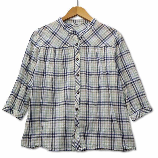 Jelfa コットン バンドカラー チェック シャツ M レディース : ブランド古着販売のベクトル - 通販 - Yahoo!ショッピング