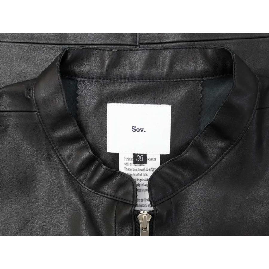 ソブ sov. ダブスタ フェイクレザー シングル ライダースジャケット 38 BLACK(ブラック) 春秋 レディース : ブランド古着販売のベクトル - 通販 - Yahoo!ショッピング