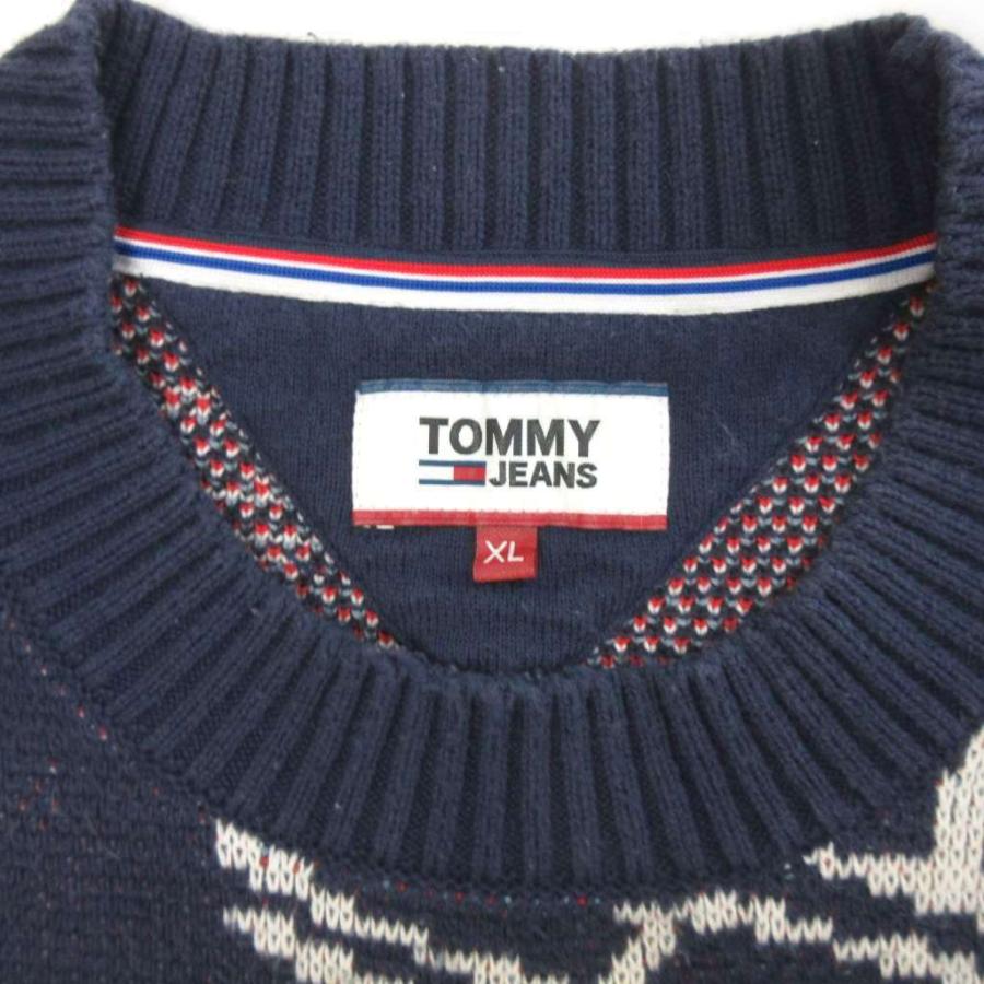 トミー TOMMY JEANS ニット セーター クルーネック ネイビー XL メンズ