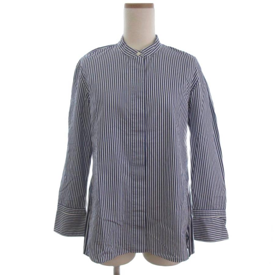 ユニクロ（UNIQLO） +J シャツ 長袖 バンドカラー ストライプ ホワイト ブルー S GY99 レディース : ブランド古着販売の ...