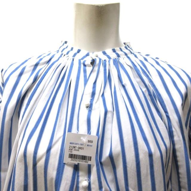 【中古】ライトWRYHT タグ付き 21AW シャツワンピース 長袖 オールドジョー取扱い 212WT-DR01 白 ホワイト 青 ブルー ライトWRYHT タグ付き 21AW シャツワンピース 長袖 オールドジョー