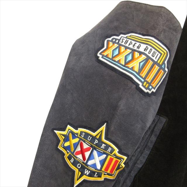 NFL デンバーブロンコス Denver Broncos スエードレザー スタジャン ジャケット ブルゾン スポーツ ロゴ 刺繍 革 ワッペン アメフト XL 黒 : ブランド古着販売の ...