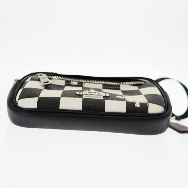 COACH（コーチ） レザー チェッカー ショルダー バッグ ブラック