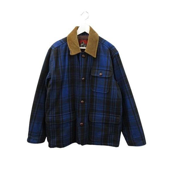 HENRY LEAR ヘンリーレア チェック柄 ウールジャケット L 青 ブルー アウター メンズ : ブランド古着販売のベクトル - 通販 ...
