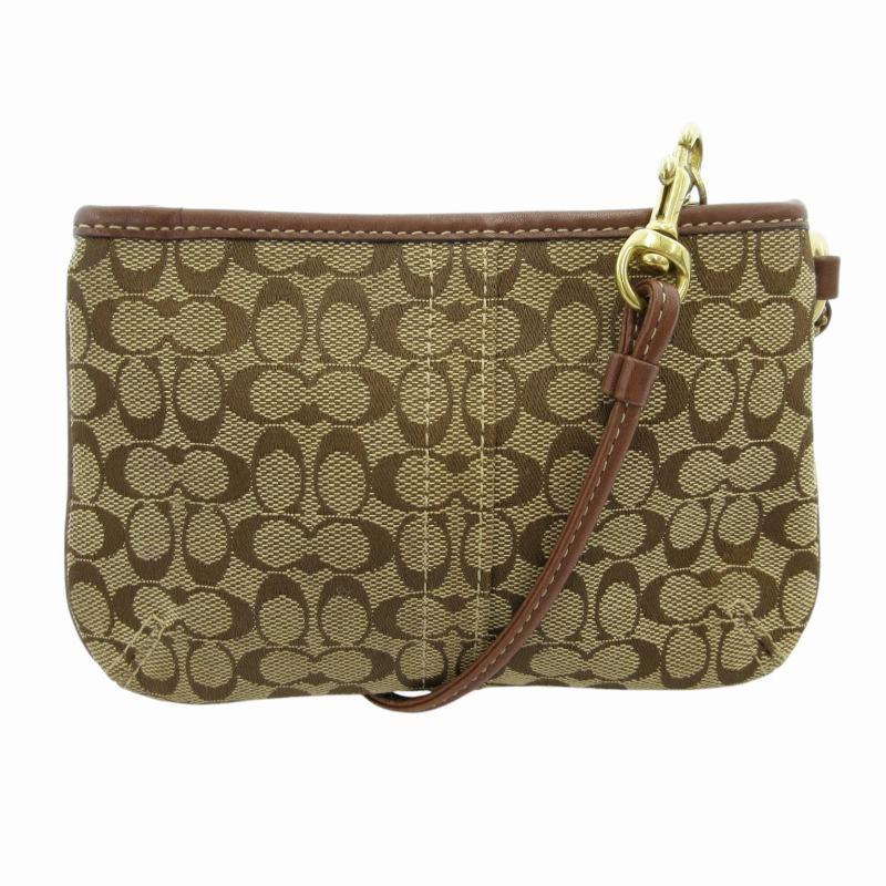 COACH コーチ ミニシグネチャーポーチ ワンショルダーバッグ ゴールド金具 レザー切替 ベージュ /FT 1007 レディース : ブランド古着販売のベクトル - 通販 - Yahoo ...