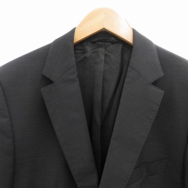 ヒューゴボス HUGO BOSS テーラードジャケット ブレザー 2B サイドベンツ ウール 48 XL 黒 ブラック /SS 0917 ...