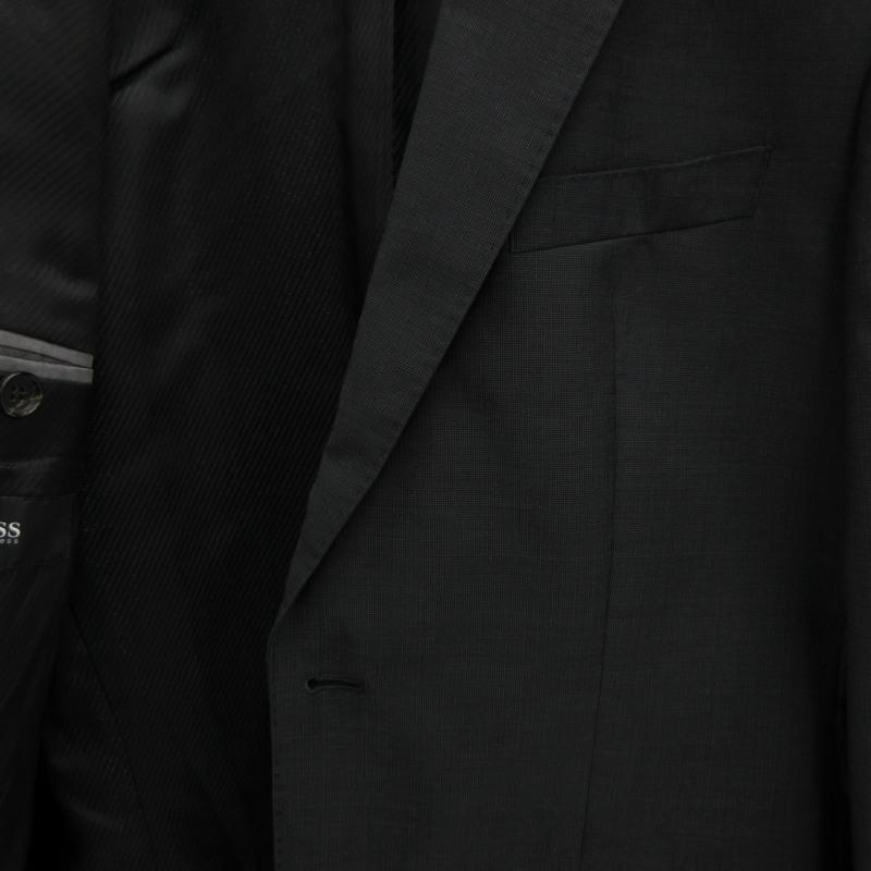 ヒューゴボス HUGO BOSS テーラードジャケット ブレザー 2B サイドベンツ ウール 48 XL 黒 ブラック /SS 0917 ...