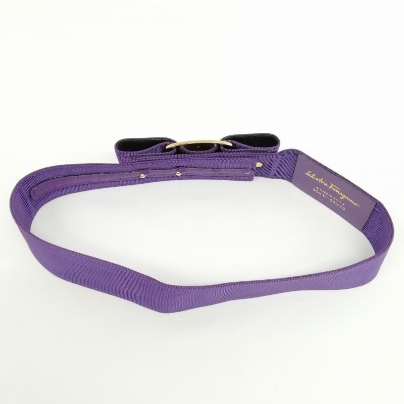 FERRAGAMO サルヴァトーレフェラガモ Salvatore Ferragamo ヴァラ リボン ベルト 約63~68cm パープル ゴールド金具 美品 レディース : ブランド古着販売の ...