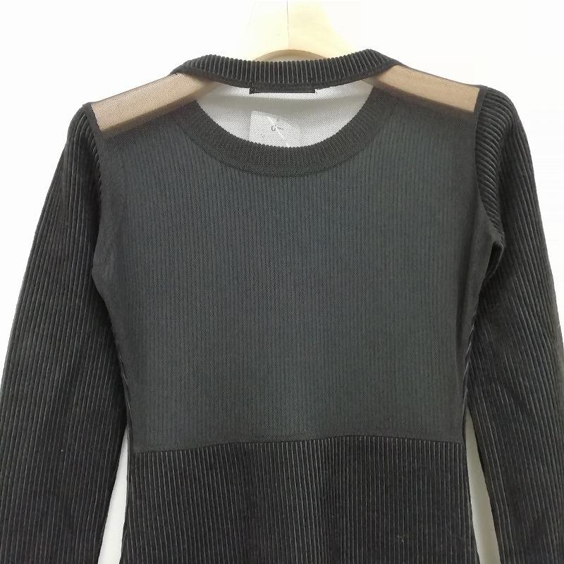 D HOLIC Black Jo リブニット タイト ワンピース シアー メッシュ 長袖 ストレッチ ブラック レディース : ブランド古着販売のベクトル - 通販 - Yahoo!ショッピング