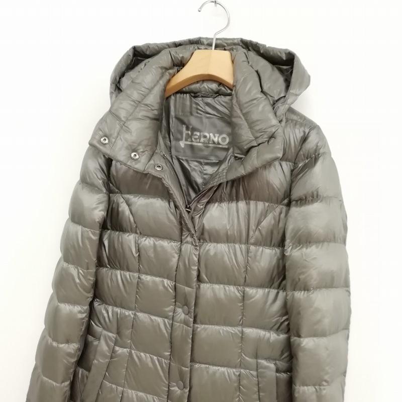 ヘルノ HERNO PI0045D-12017-9450 フーデット ダウン コート ジャケット 38 グレー系 レディース : 053-902412030003 : ブランド古着販売の ...