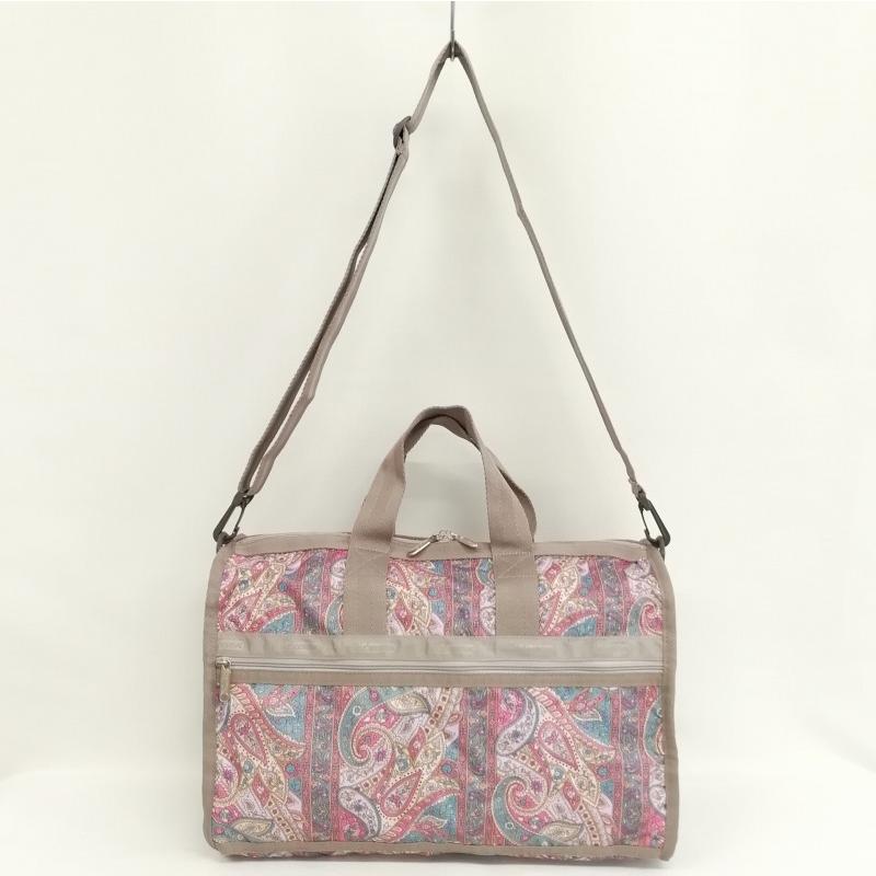 LeSportsac レスポートサック LesportSAC 美品 DELUXE MED WEEKENDER ペイズリー ボストンバッグ 2way 旅行かばん ポーチ付き グレージュ マルチ ...