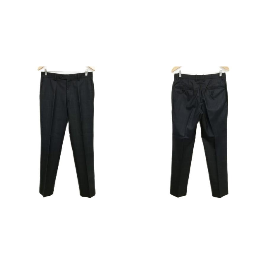 TAGURU Savile Clifford生地 3ピース グラフチェック シングル 段返り 3B スーツ セットアップ ブラック メンズ ...