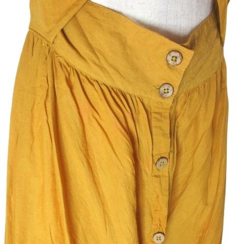 ZARA（ザラ） ロングワンピース オフショルダー フラワー刺? リボン フロントオープン スカラップ シャーリング M 170/88A マスタード /X レデ : ブランド古着販売のベクトル ...