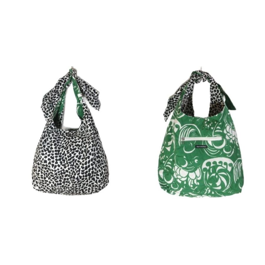マリメッコ marimekko 美品 24SS KASSI PITKA IKAVA リバーシブル ショルダーバッグ 総柄 鞄 A4収納 黒 白 緑 /X レディース : ブランド古着販売の ...