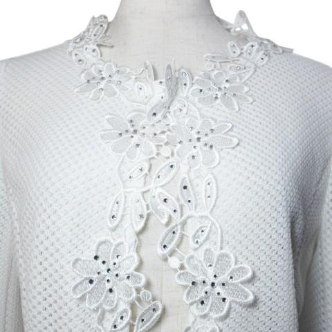クリスセリーン CHRIS CELIN カーディガン フラワーモチーフ レース ラインストーン 9分袖 38 M相当 白 ホワイト /X レディース : ブランド古着販売のベクトル - 通販 ...