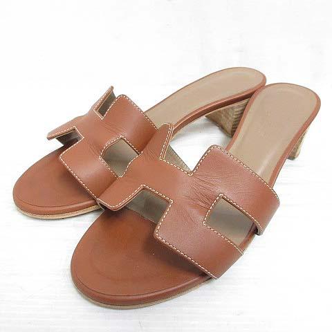 HERMES エルメス オアジス Hロゴ サンダル ミュール レザー 36 23cm相当 ブラウン 茶系 シューズ 靴 箱 保存袋付き ☆AA★ レディース : ブランド古着販売のベクトル ...