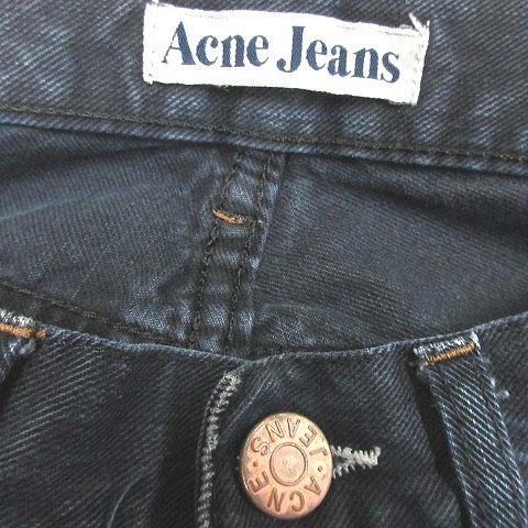 アクネジーンズ Acne Jeans 革パッチ デニムパンツ ジーンズ 紺 アクネジーンズ Acne Jeans 革パッチ デニムパンツ ジーンズ 紺